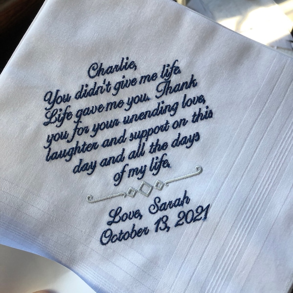 Stepdad Wedding Gift Personalized Handkerchief, Step Dad of the Bride ...