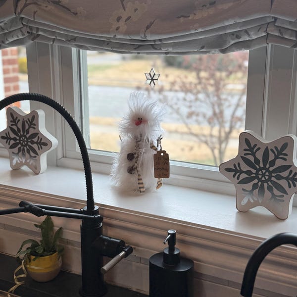 Handmade Frazzled Fluffy Snowman "stressed Out" Christmas Shelf Sitter ...