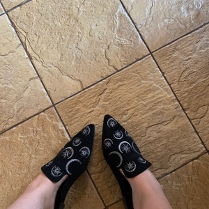 Witchy Embroidered Hecate Triple Moon Star Mules Witchy - Etsy Australia