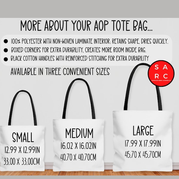 AOP Tote Bag Size Chart Mockup: Printify Tote Mockups (AI Download) - Etsy