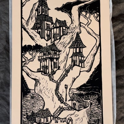 Linocut Print, Cottage, 11x18 - Etsy