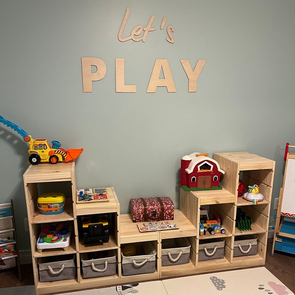 Let's PLAY Wall Sign - Children's Playroom Decor - Bedroom, Nursery ...