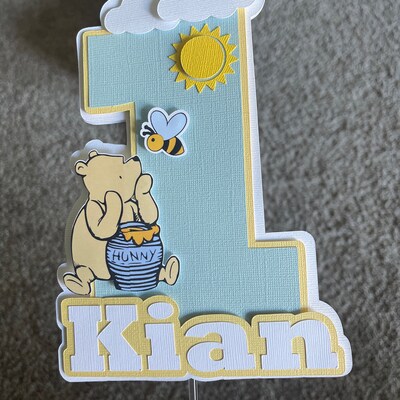 Pooh Cake Topper. Classic Winnie the Pooh Cake Topper. First Birthday ...