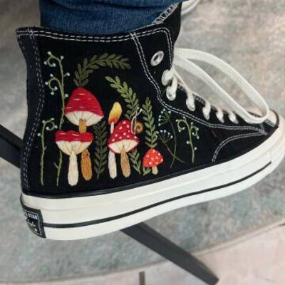 Custom Embroidered Converse High Tops Chuck Taylor 1970s/ Embroidered ...
