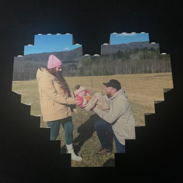 Medium Heart Photo Block Made From, LEGO® Bricks, Personalised, WHITE ...
