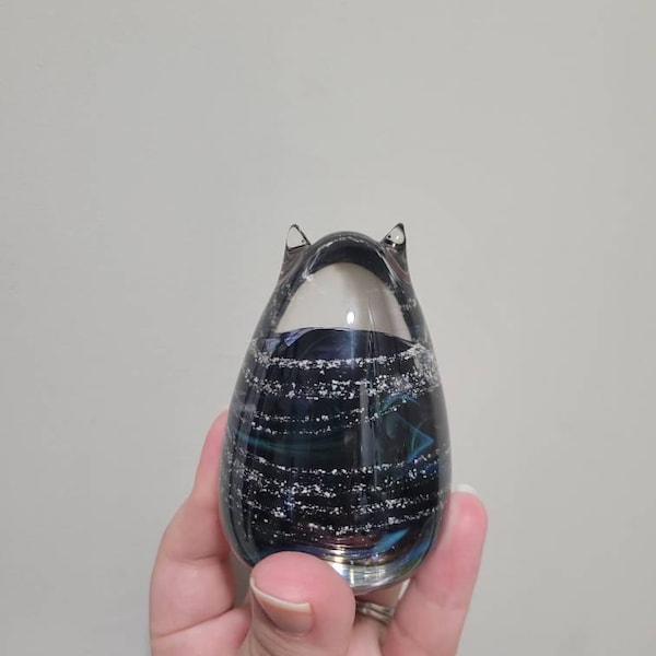 Blown Glass Space Paperweight in Blacks, Golds, White and Burgundy ...