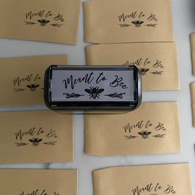 Meant to Bee Stamp, Custom Self Inking Stamp, Wood Stamp, Wedding Favor ...