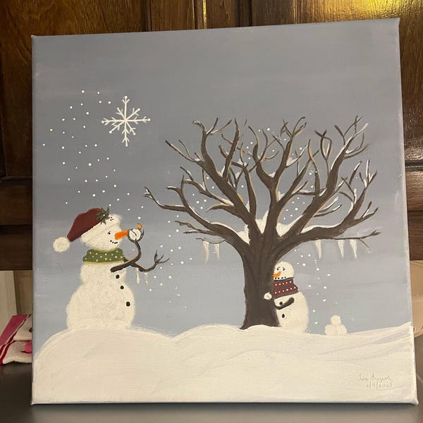 Always Kiss Me Goodnight Snowman Christmas Holiday Winter Tole Painting ...