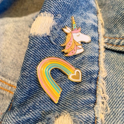 Rainbow Pin Rainbow Enamel Pin Rainbow Lapel Pin Pride Pin Gold Enamel ...