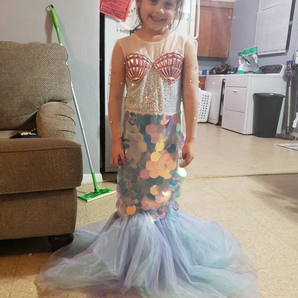 Girls Mermaid Dress – Sparkly Sequin Mermaid Costume for Birthday Party ...