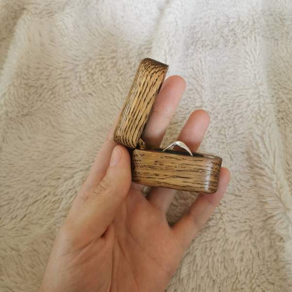 Personalized Oak Wood Proposal Ring Box, Small Ring Box, Wedding Ring ...