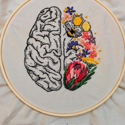 Hand Embroidery Pattern BRAIN'S GARDEN, Anatomical Brain PDF Embroidery ...