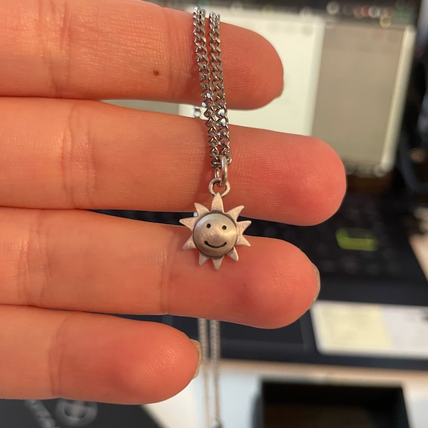 Tiny Sun Pendant / Necklace - Sterling Silver - Etsy