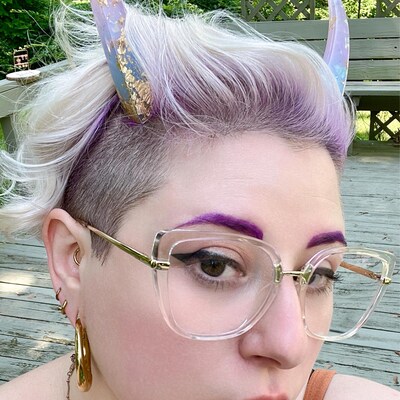 Metallic Blue Tipped Black Resin Cast Dragon Horns Monster Horns, Demon ...