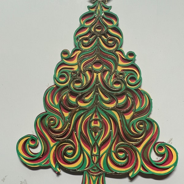 Christmas Tree 3D Zentangle Svg Files | Papercut for Cricut, CNC, Laser ...