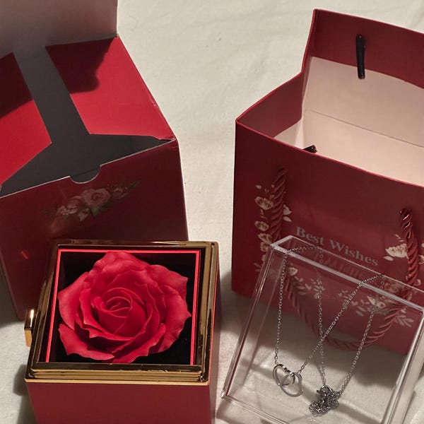 Eternal Rose Necklace Box Projection Necklace With Your Custom Photo ...