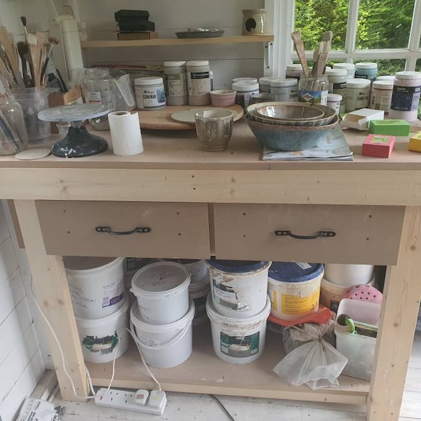 Wooden MDF Top Workbench With Drawers Industrial Heavy-duty Work Table ...