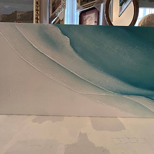 Original 3D White Minimalist Textured Wall Art Triptych Ocean Wave Painting on Canvas Neutural ...