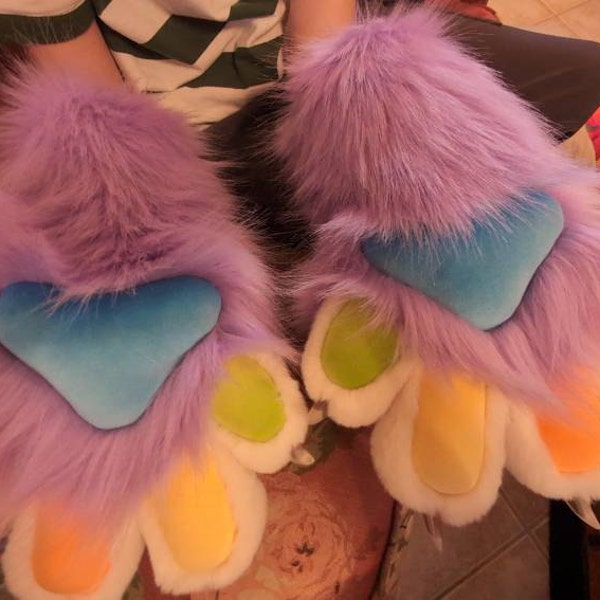Furry Paws With Star Pattern and Colorful Style | Fluffy Fursuit ...