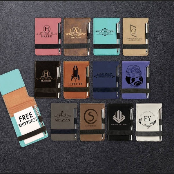 Leatherette Pocket Notebook, Custom Engraved Mini Notepad Cover ...