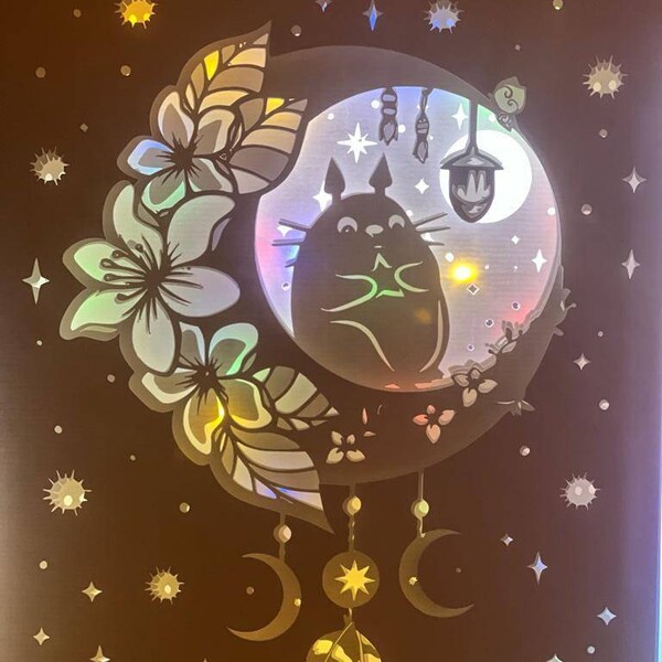 Totoro Dreamcatcher Paper Cut Light Box Template Files, 3D Papercut ...