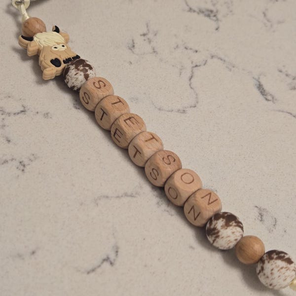 Highland Cow Pacifier Clip | Farm Pacifier Clip | Cow Dummy Clip | Cow ...