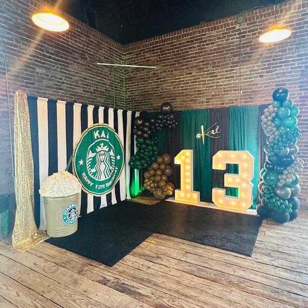 Custom Baby Shower Backdrop Starbucks Backdrop Happy Birthday Party ...