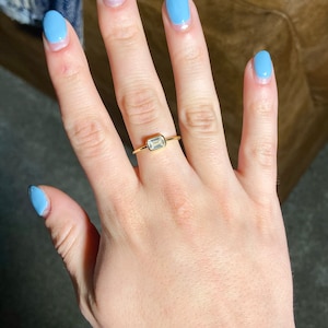 Baguette Ring, Rectangle Ring, Bezel Set Ring, Bezel Set Engagement ...