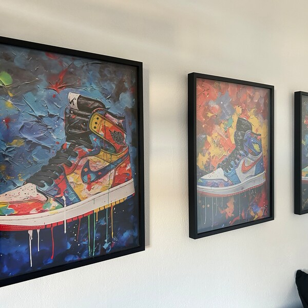 Twin Pack Inspired by Jordan 1 & 4 Sneaker Art Prints, Set of 2, Wall ...