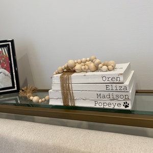 Stacked Books Custom Book Stack Hand Painted Tiered Tray Vignette Decor ...