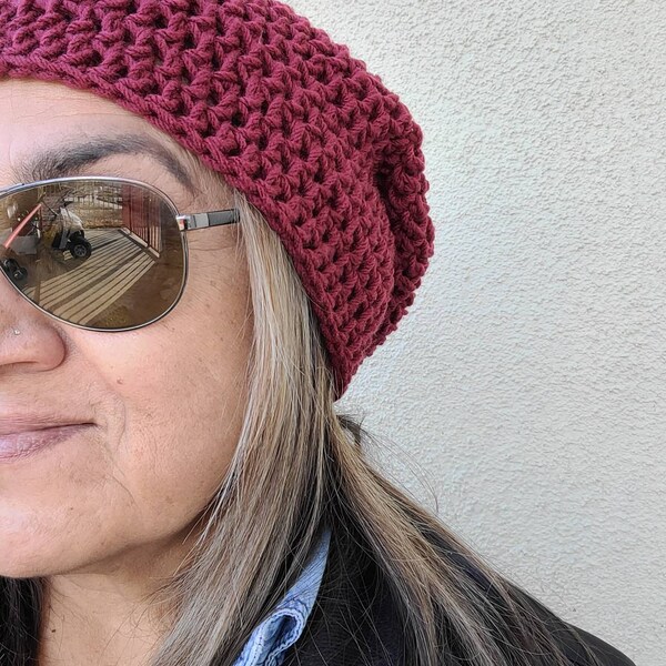 Color Choices, Crimson Red Slouch Hat, Deep Red Slouchy Beanie ...