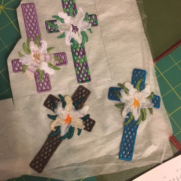 FSL Cross - 2 Sizes 4x4 or 5x7 Hoop - Cross With Lily - FSL Cross ...