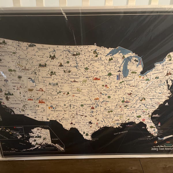 Large Detailed World Map Framed Canvas. A Personalized Travel Map ...