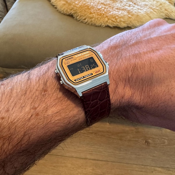 Custom Casio A158 Vintro || Genuine Leather Hand-notched Strap || Casio Vintage Collection - Etsy