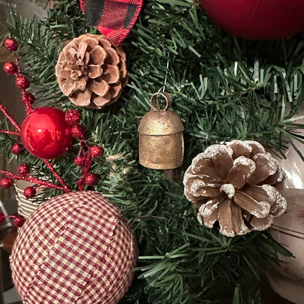 RUSTIC FARMHOUSE BELLS - 5 Rough Hewn Gold Bells W/ Wooden Clappers in ...