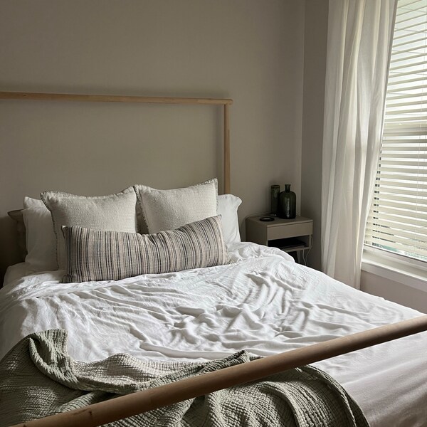 Coastal Light Blue Linen Pillow Cover Set, Blue Striped Throw Pillow ...