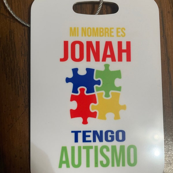 Autism Bag Tag, Autism Alert Tag, Personalized Bag Tag, Autism Hang Tag ...