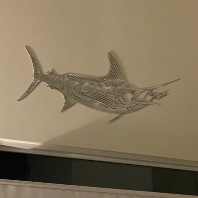Marlin Chasing Flying Fish Metal Wall Art Metal Fish Art Home - Etsy