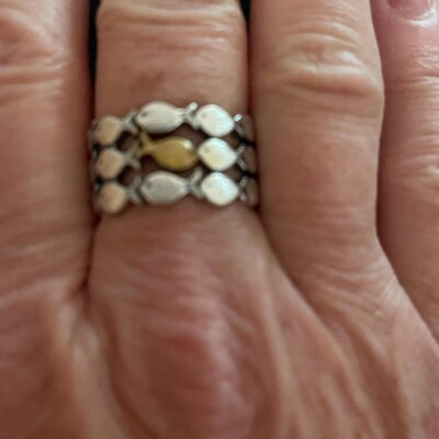 Swimming Against the Current. Sterling Adjustable Ring. School of Fish ...