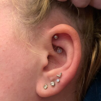 16G Opalite Three Dragon Eyebrow Ring/rook Barbell/eyebrow Curved ...