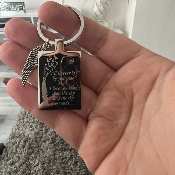 Memorial Gift / in Loving Memory - Engraved Photo Keyring - Remembrance ...