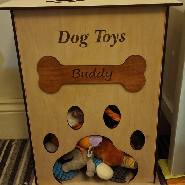 Custom Dog Toy Box, Custom Dog Toy Basket, Wooden Dog Toy Box, Pet Toy ...