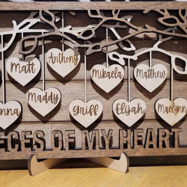 Personalized Family Tree Shelf Sitter: Engraved Names, Memorial Frame ...