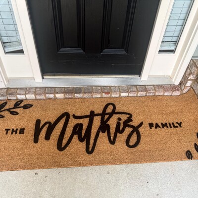 Monogrammed Coir Border Door Mat,monogram Border Personalized Doormat ...