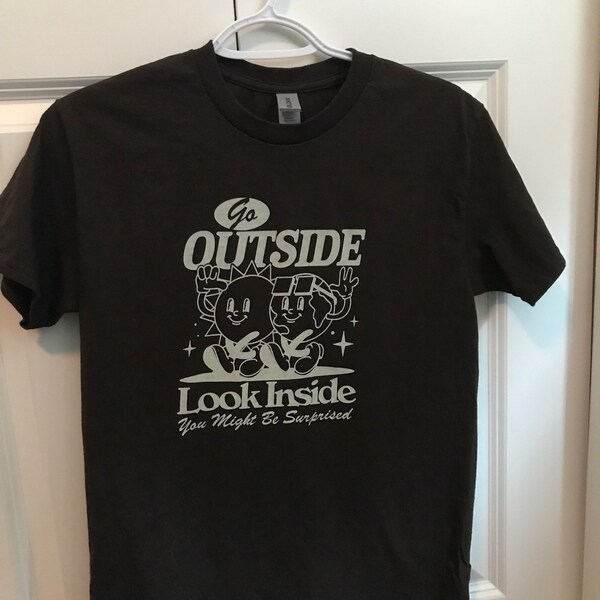 Go Outside Look Inside Heavy Weight T Shirt, Aesthetic T-shirt , Trendy ...