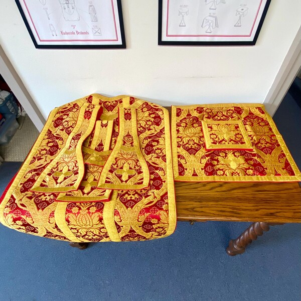 5 Meters 100% Natural Silk Medieval Vestment Fabric Damask Brocade 13 ...