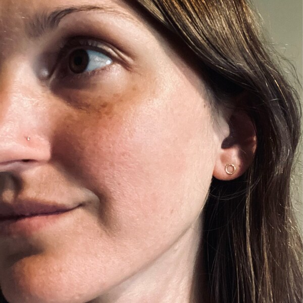 Tiny Circle Earrings • Gold, Silver or Rose Gold - Geometric - Small Studs - 14k Gold Studs ...