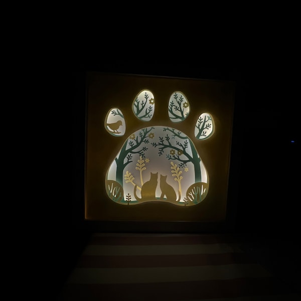2,3,4 Cats Paw Shadow Box SVG, 3d Papercut SVG, Layered Paper Art ...