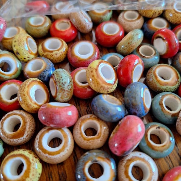 Ceramics Beads,large Hole Beads,round Ceramics Big Hole Beads,bracelet ...