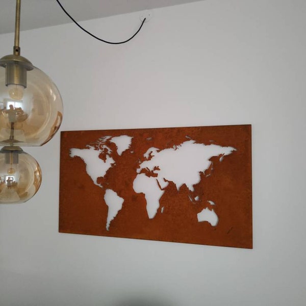 Metal World Map. Wall Map Industrial. Corten World Wall Map. Metal Wall ...